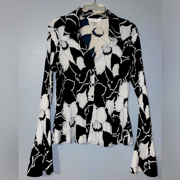 Allison Taylor | Tops | Allison Taylor Black And White Floral Blouse ...